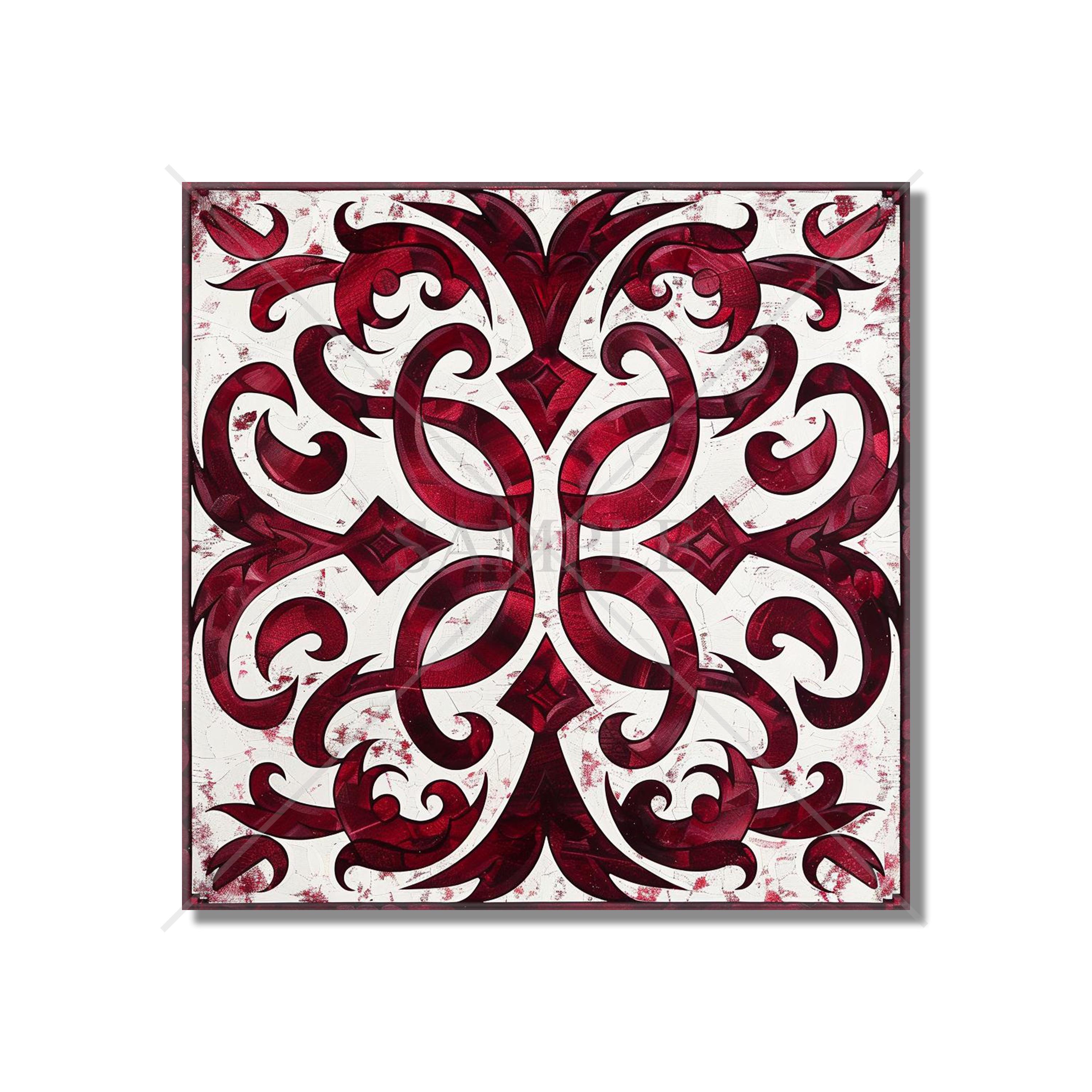 Dark Red Wine Patterned Ceramic Tile - Red Kitchen Backsplash Tile ...