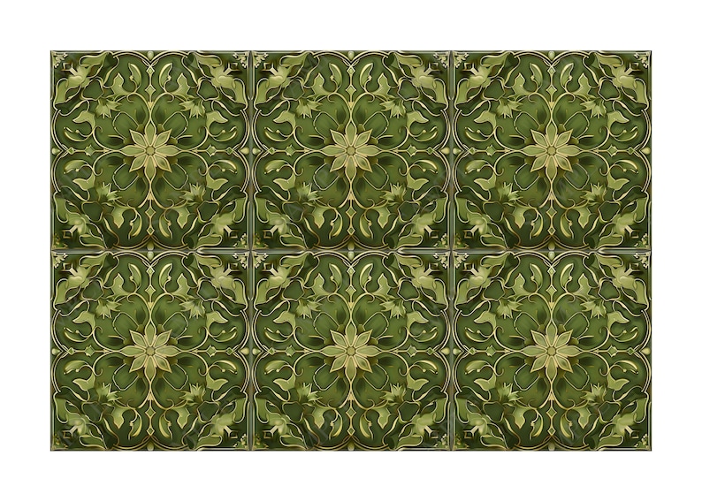 Olive Green Ceramic Tile - Vintage Moroccan Tile Design - Green Kitchen ...