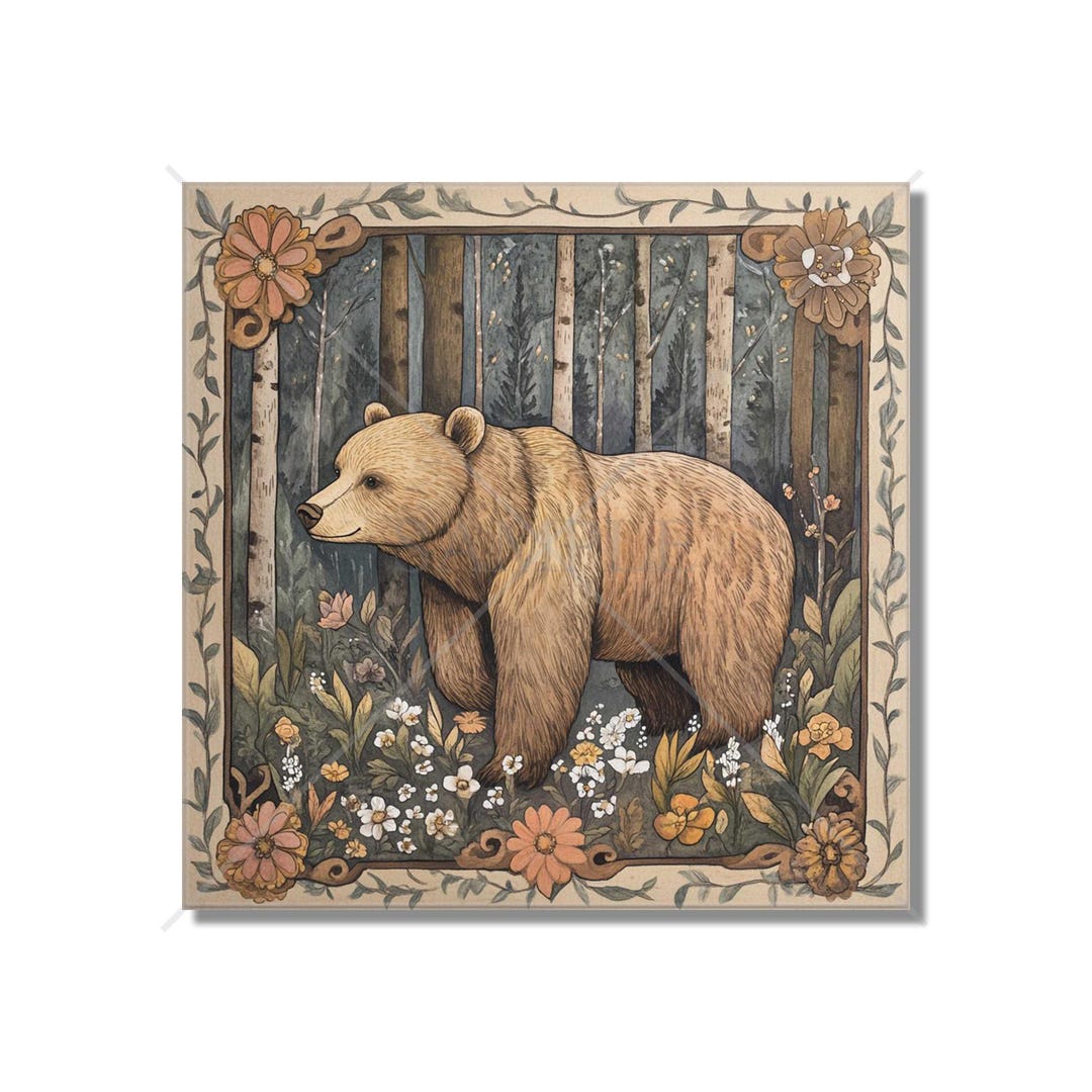 Brown Bear Design Ceramic Tile - Decorative Bear Ceramic Tiles - Animal ...