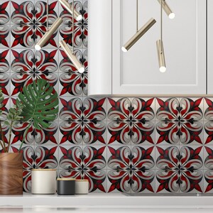 Red Black Gray Ceramic Tile - Unique Red Kitchen Backsplash Tile ...