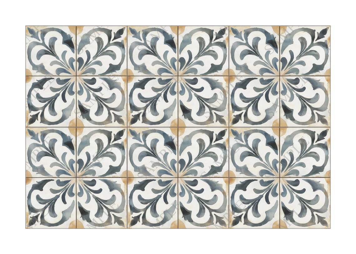 Charcoal Gray Tan Ceramic Tile - Patterned Kitchen Backsplash Tile ...