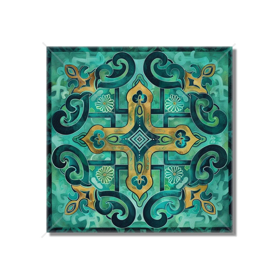 Blue Green Ceramic Tile Labyrinth Design Tile Unique Kitchen Backsplash ...