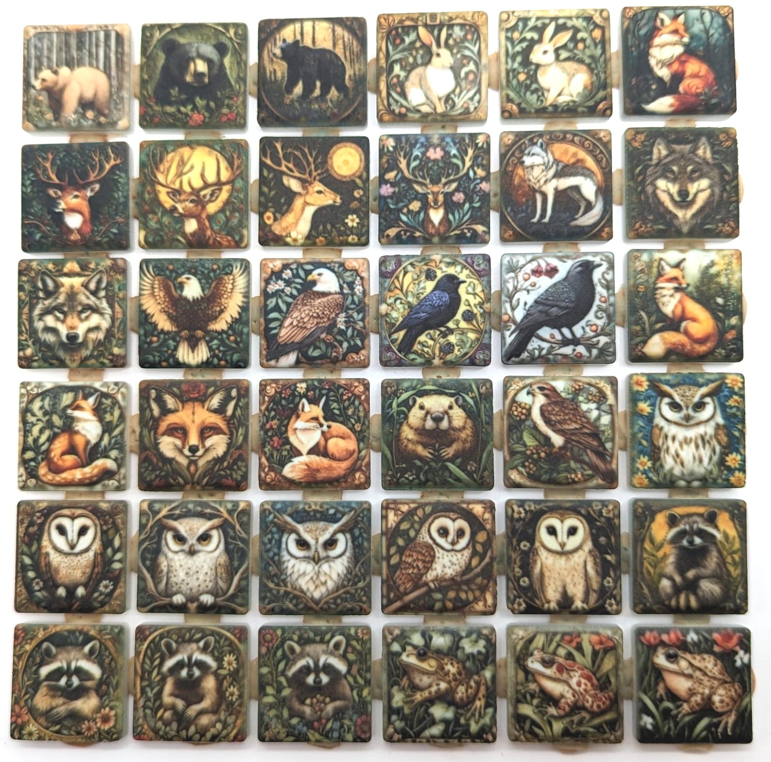 SALE 2 Pounds Woodland Animal Designs Mixed Ceramic Mosaic Tiles Mixed ...