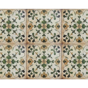 Sage Green Ceramic Tile Antique Pattern Green and Tan Kitchen ...