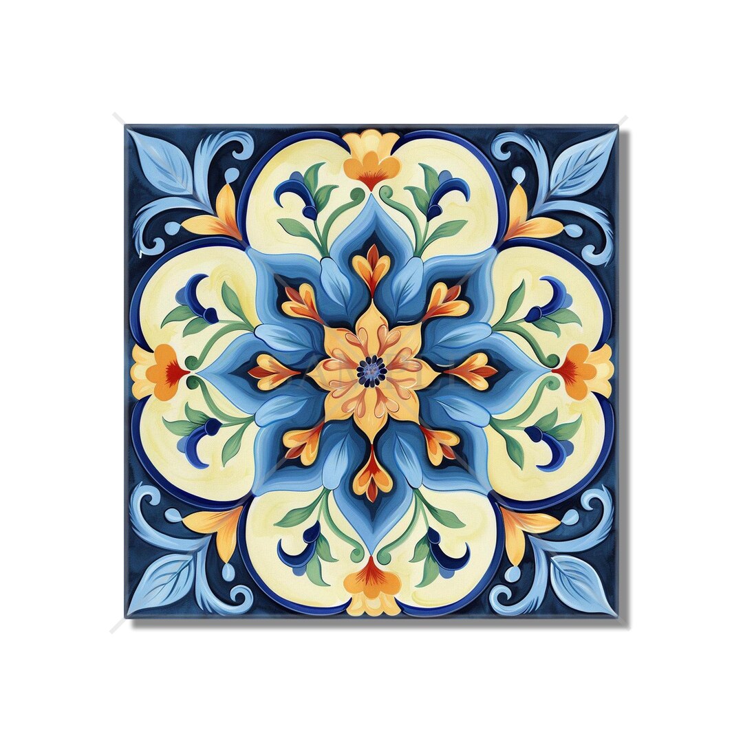 Multi Colored Italian Design Ceramic Tile Blue Yellow Kitchen Tile ...