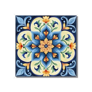 Multi Colored Italian Design Ceramic Tile Blue Yellow Kitchen Tile ...