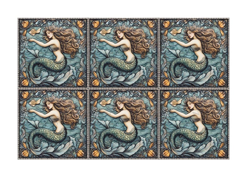 Mermaid Design Ceramic Tile - Mermaid Home Decor Tile - Mermaid Accent ...