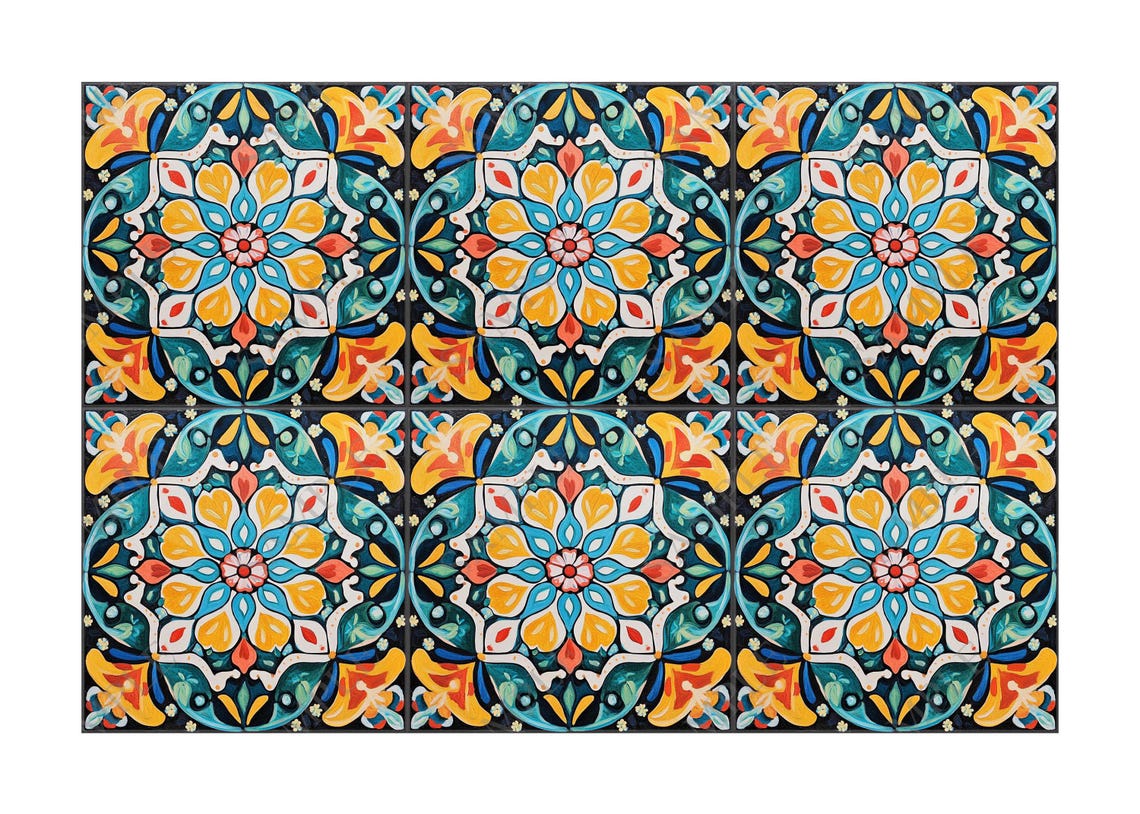 Bright Multi Colored Ceramic Tile - Bright Colors Kitchen Tile - Unique ...
