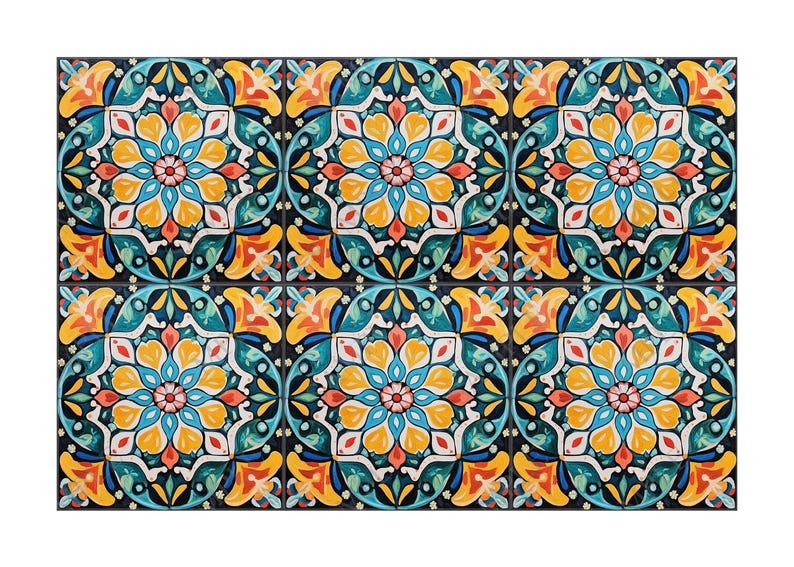 Bright Multi Colored Ceramic Tile - Bright Colors Kitchen Tile - Unique ...