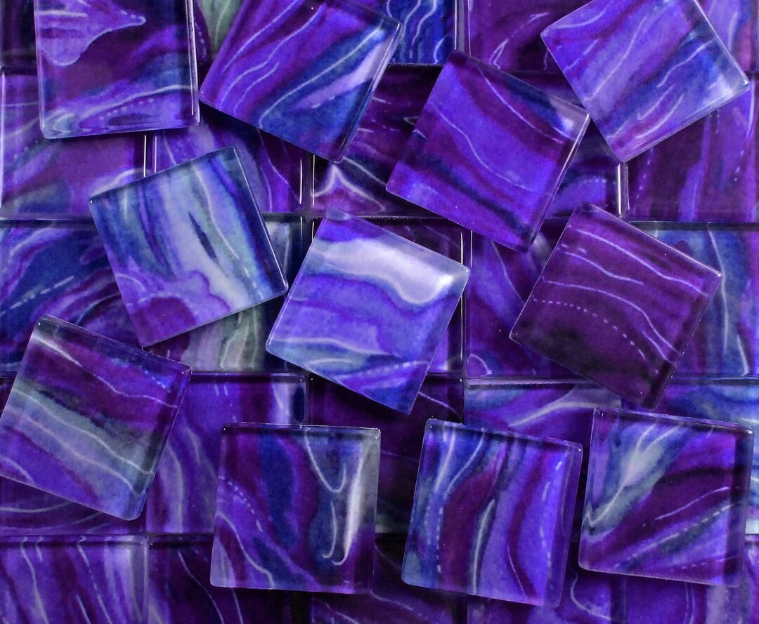 Purple Swirling Marble Glass Mosaic Tiles Abstract Art Glass Mosaic ...