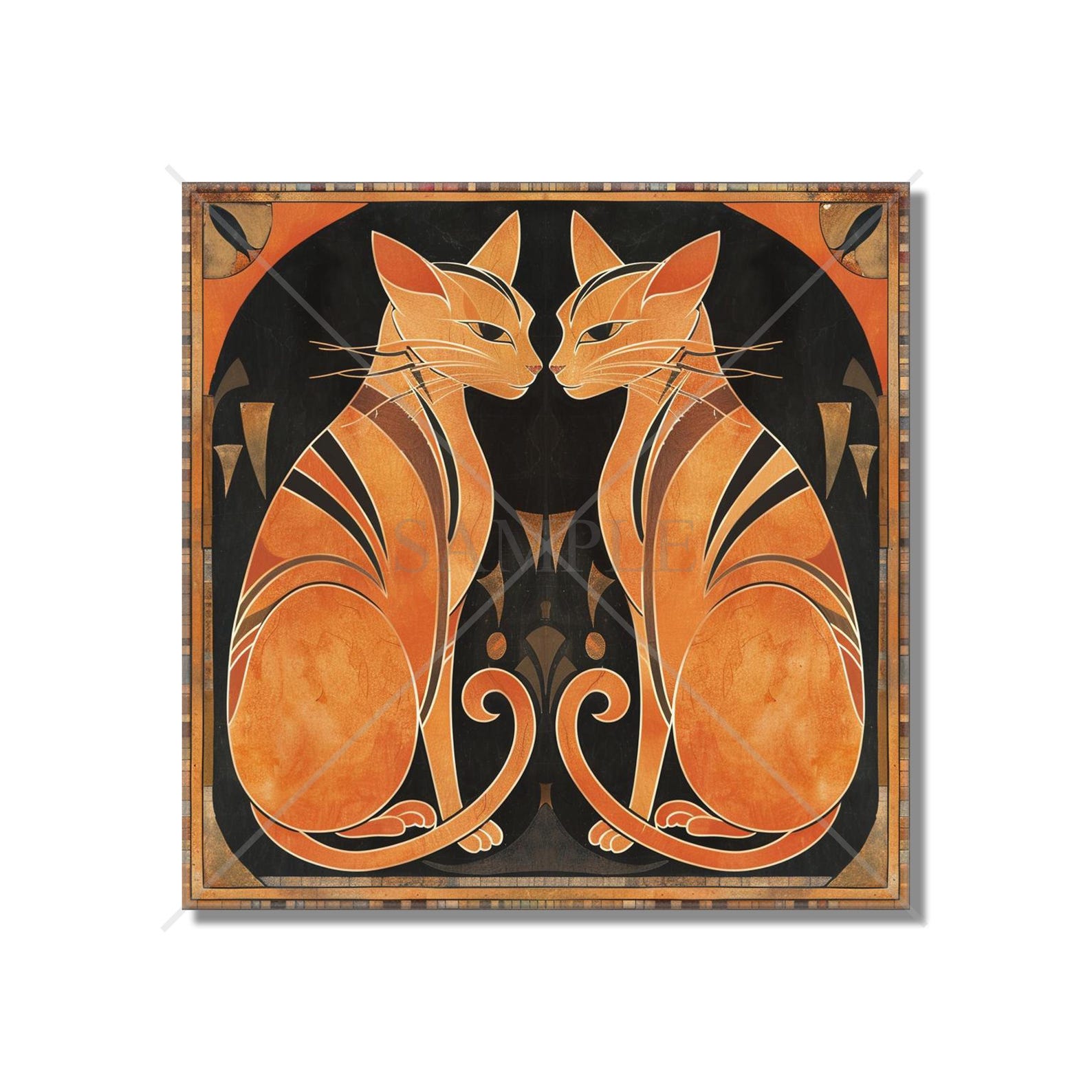 Orange Cat Design Ceramic Tile - Kitchen Backsplash and Bathroom ...