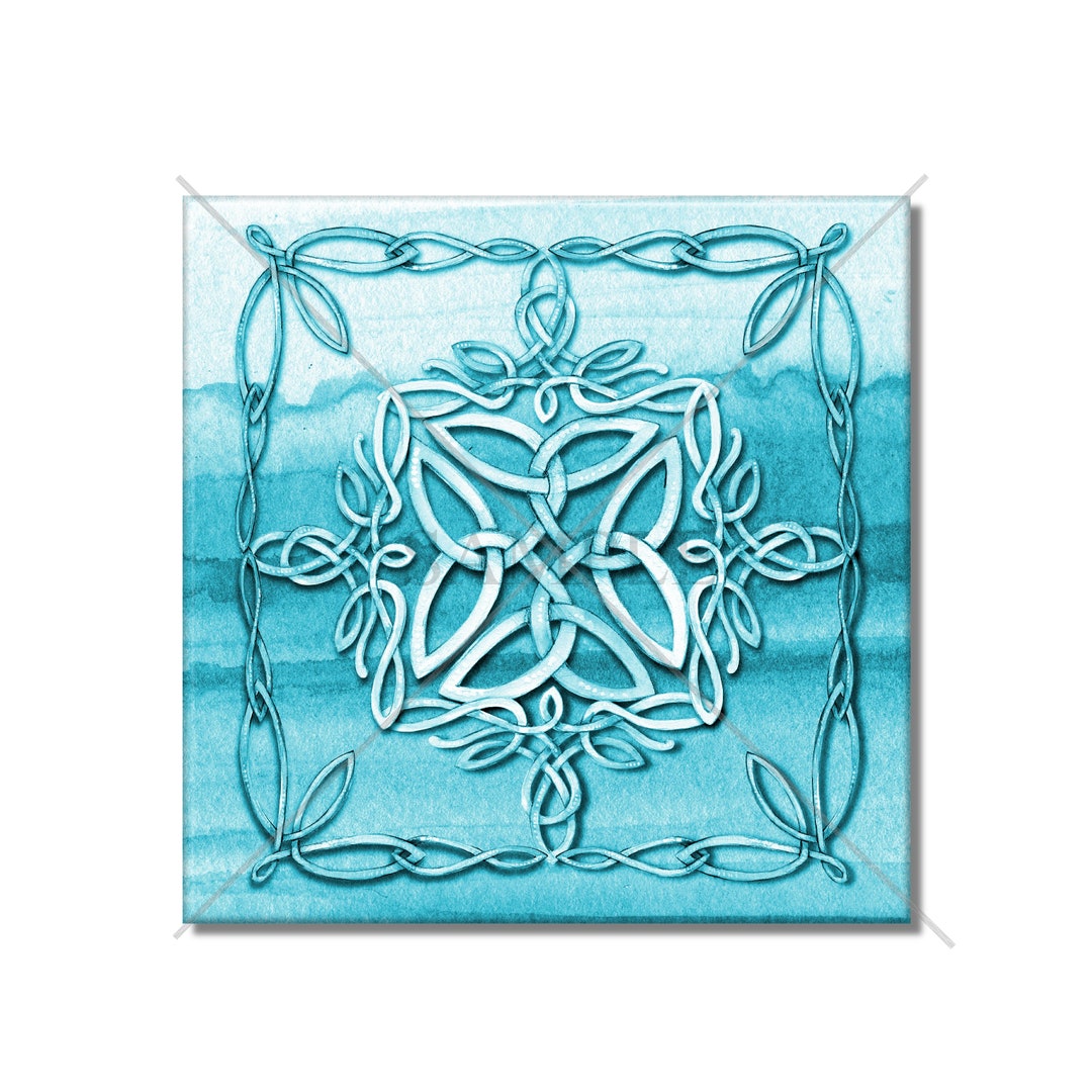 Turquoise Ceramic Tile - Celtic Knot Design Ceramic Tile - Kitchen ...
