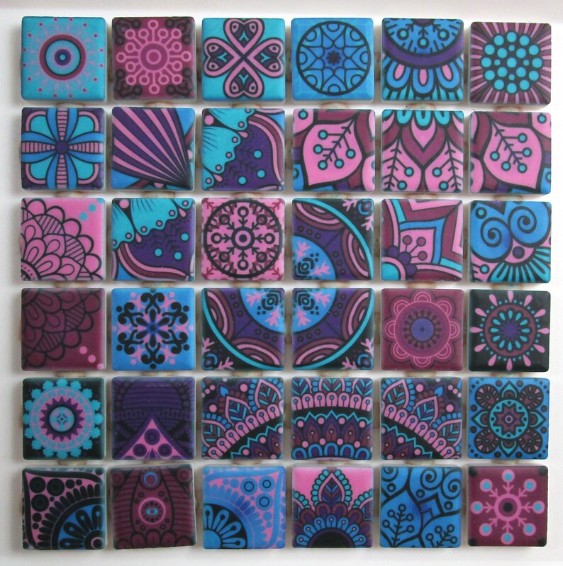 Ceramic Mosaic Tiles Bright Colors Medallions Moroccan Tile | Etsy
