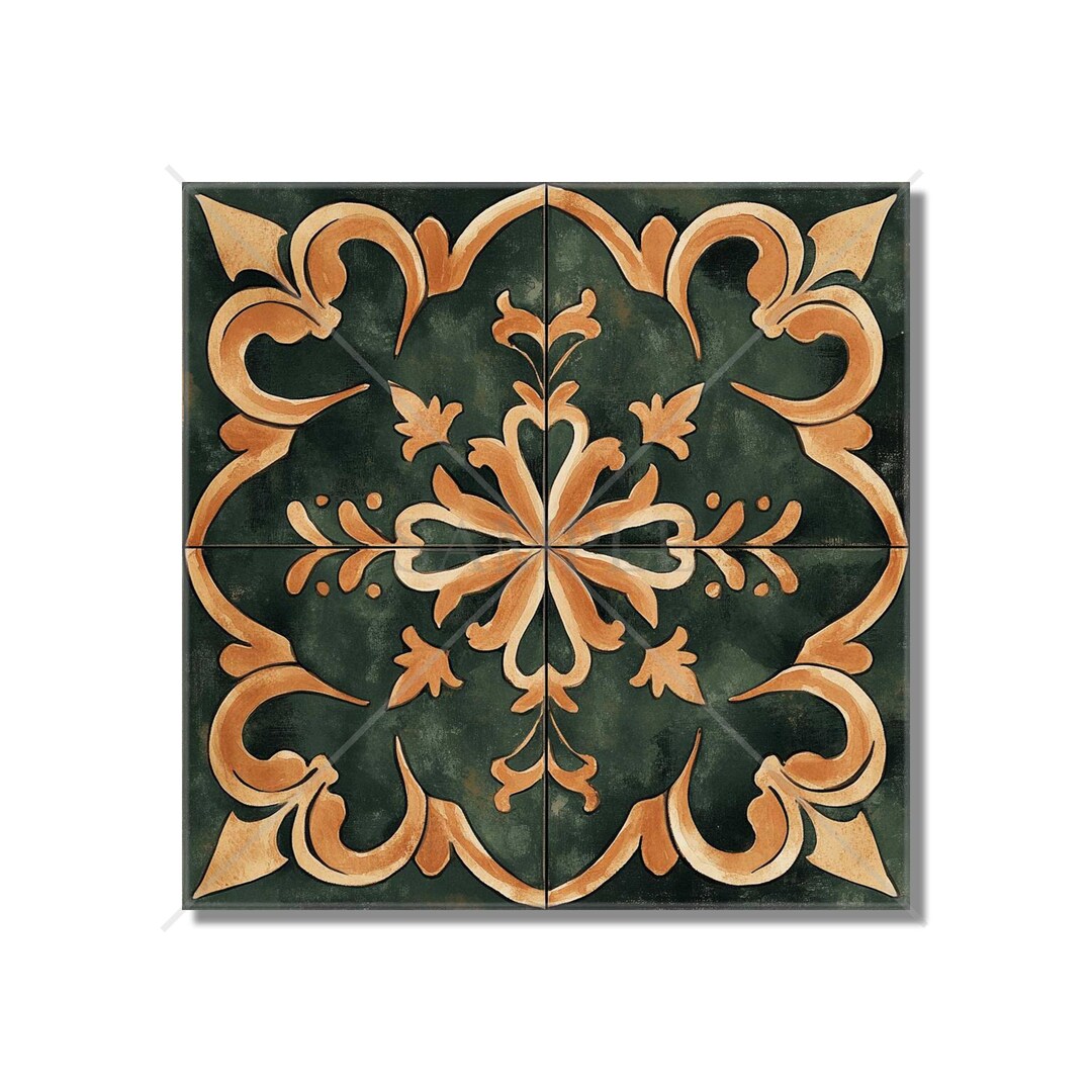 Dark Green Terra Cotta Ceramic Tile - Vintage Moroccan Tile Design ...
