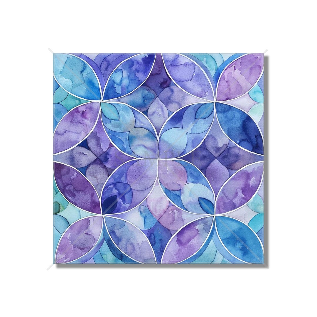 Blue Purple Patterned Ceramic Tile - Patterned Kitchen Backsplash Tile ...