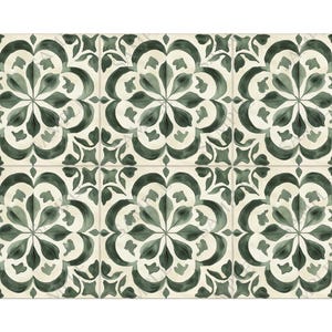 Green Patterned Ceramic Tile - Unique Patterned Green Kitchen ...