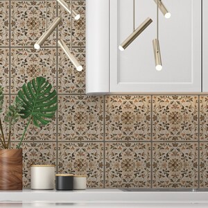 Neutral Colors Floral Ceramic Tile - Vintage French Floral Design Tile ...