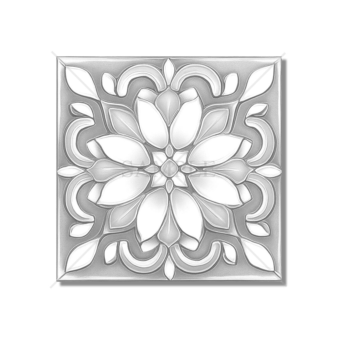Ceramic Tile Gray Patterned Vintage Design Grey Ceramic Tiles - Grey ...