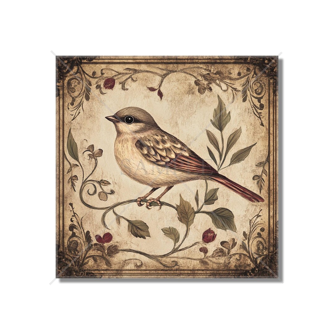 Vintage Bird Design Ceramic Tile - Ceramic Tiles With Birds - Bird ...