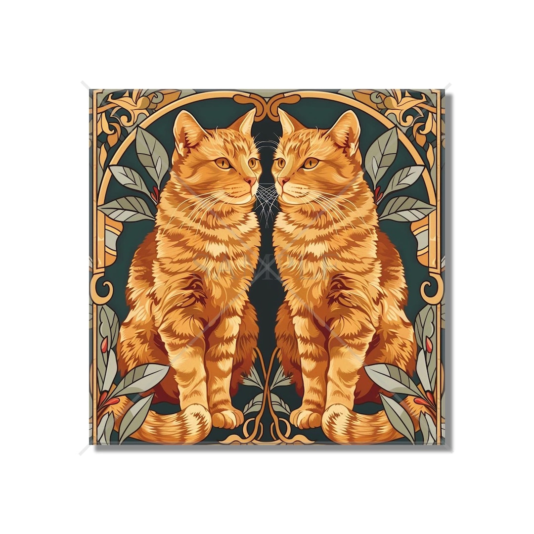 Orange Cat Design Ceramic Tile - Kitchen Backsplash and Bathroom ...