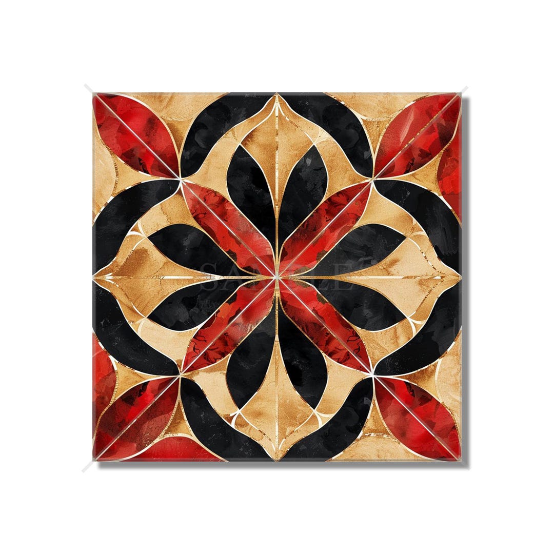 Red Patterned Ceramic Tile - Red Kitchen Backsplash Tile - Red Bathroom ...