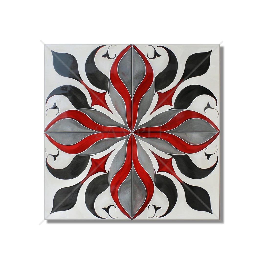 Red Black Grey Ceramic Tile - Unique Red Kitchen Backsplash Tile ...