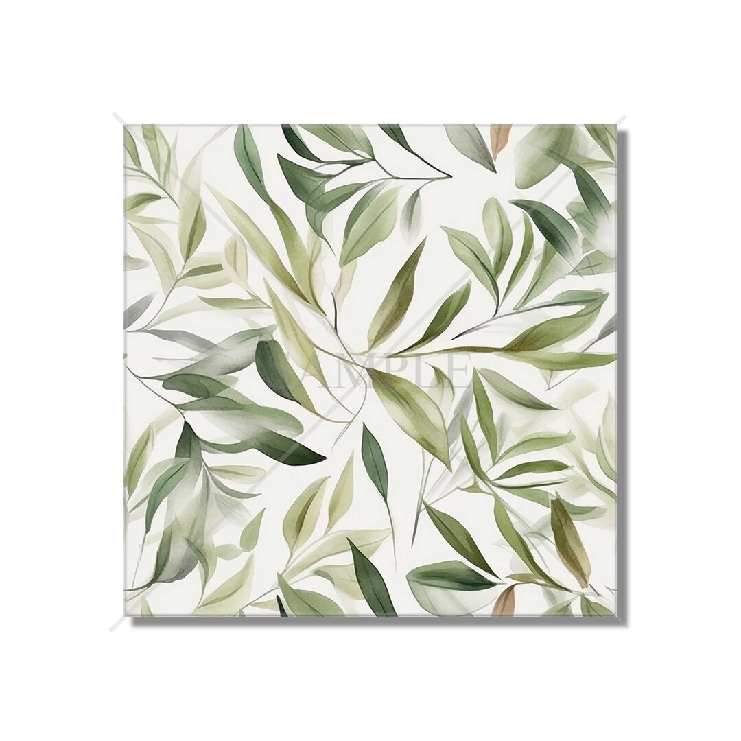 Botanical Leaves Ceramic Tile - Botanical Kitchen Backsplash Tile ...