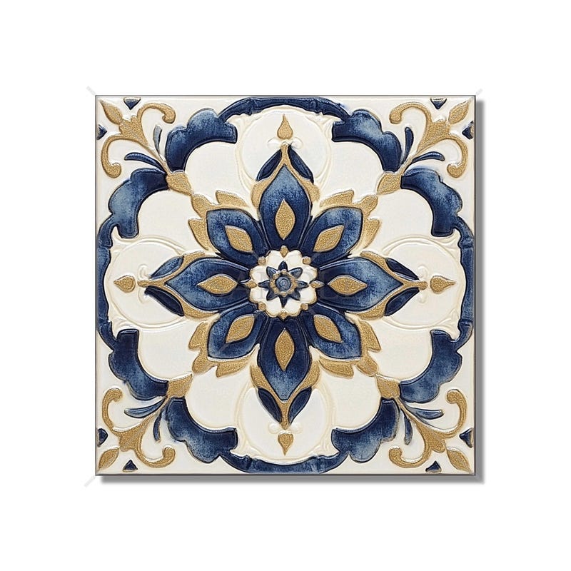 Blue Gold Floor Tile - Etsy