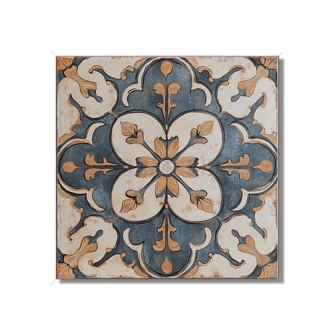 Vintage Blue Gold Design Ceramic Tile - Unique Blue Kitchen Backsplash ...
