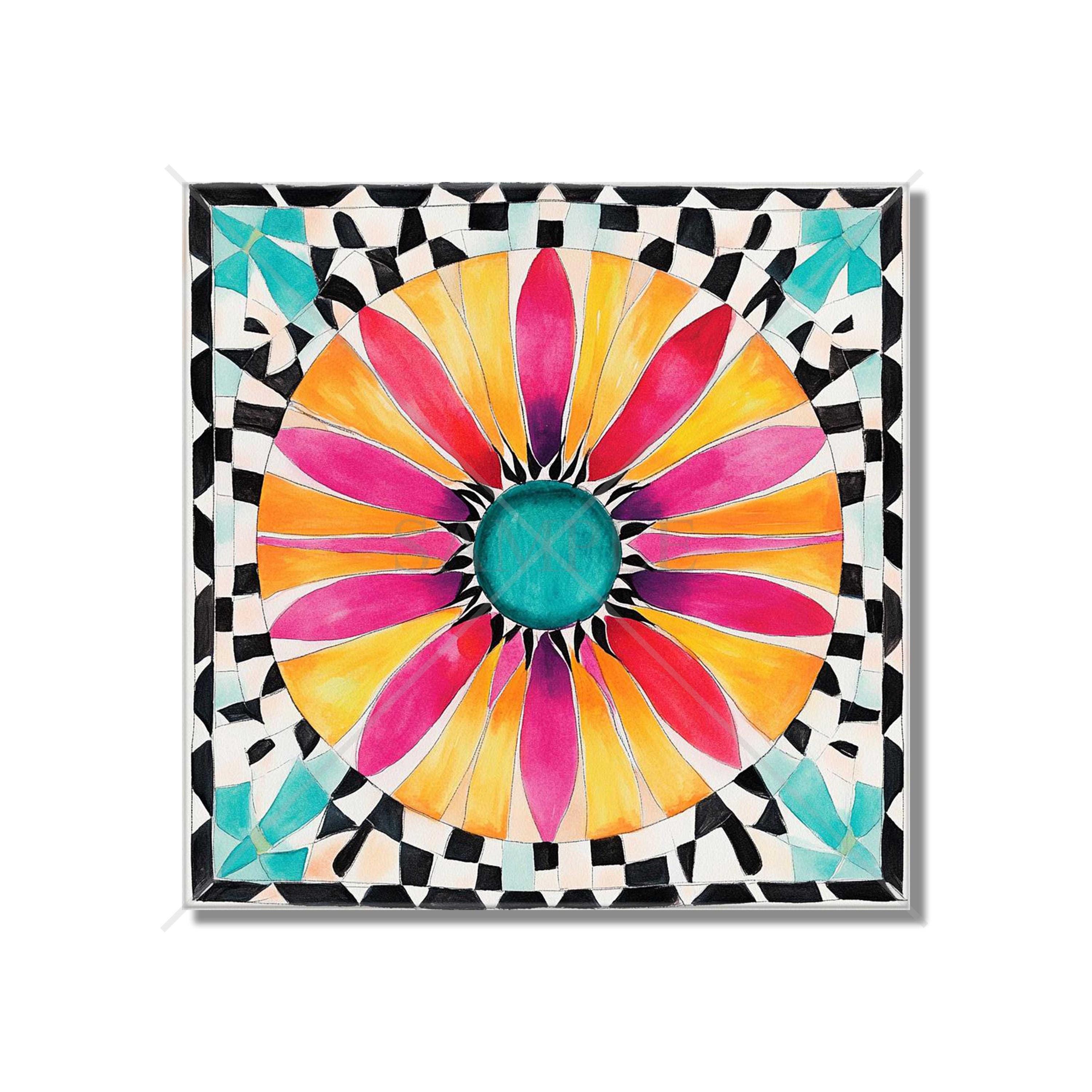 Multi Colored Bright Colors Patterned Ceramic Tile Kitchen Backsplash ...
