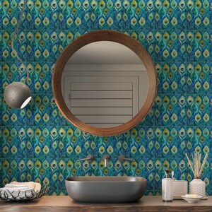 Blue Green Peacock Design Ceramic Tile - Peacock Feather Tile - Unique ...