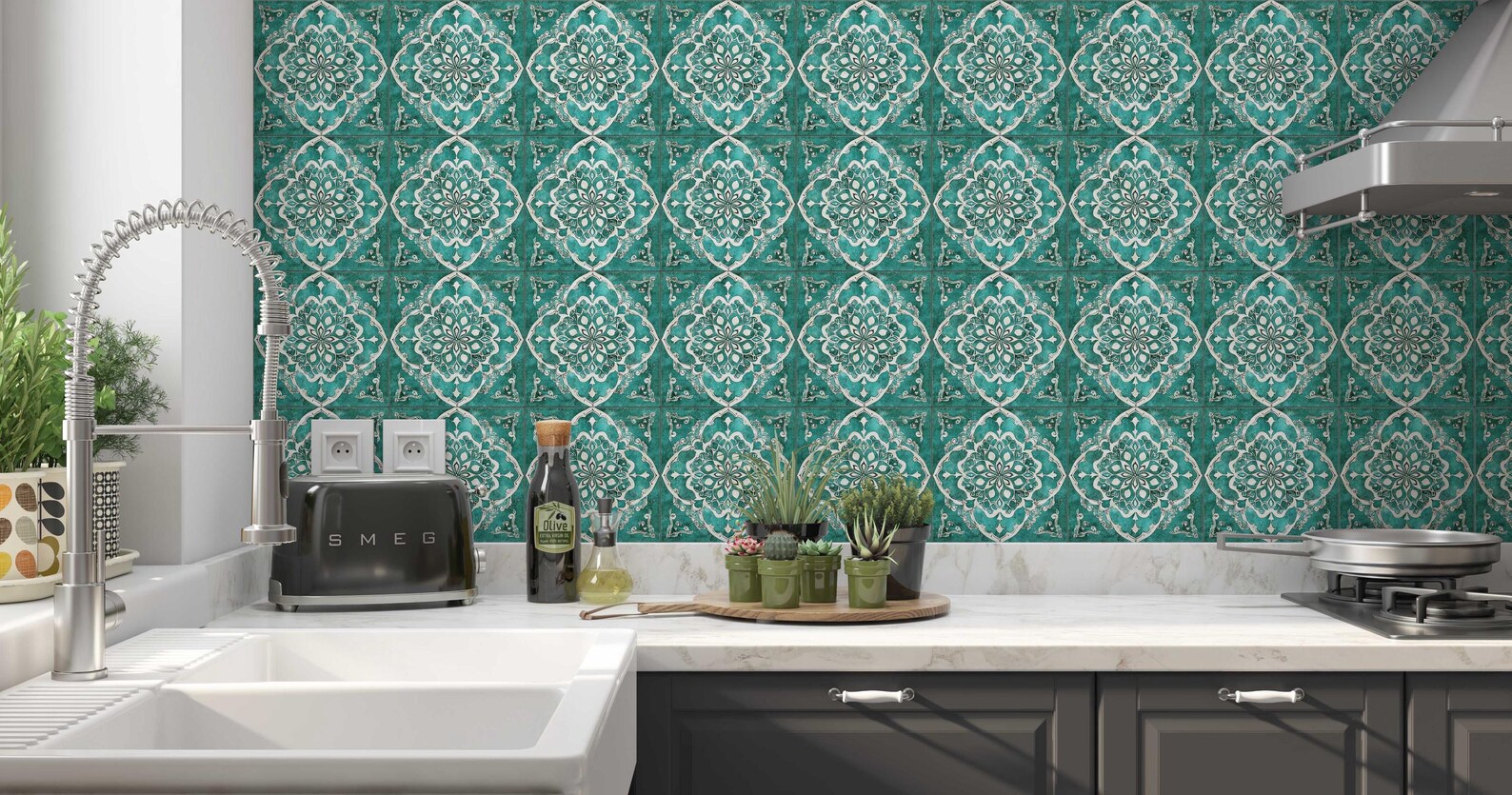 Turquoise Blue Green Ceramic Tile - Unique Kitchen Backsplash Tile ...