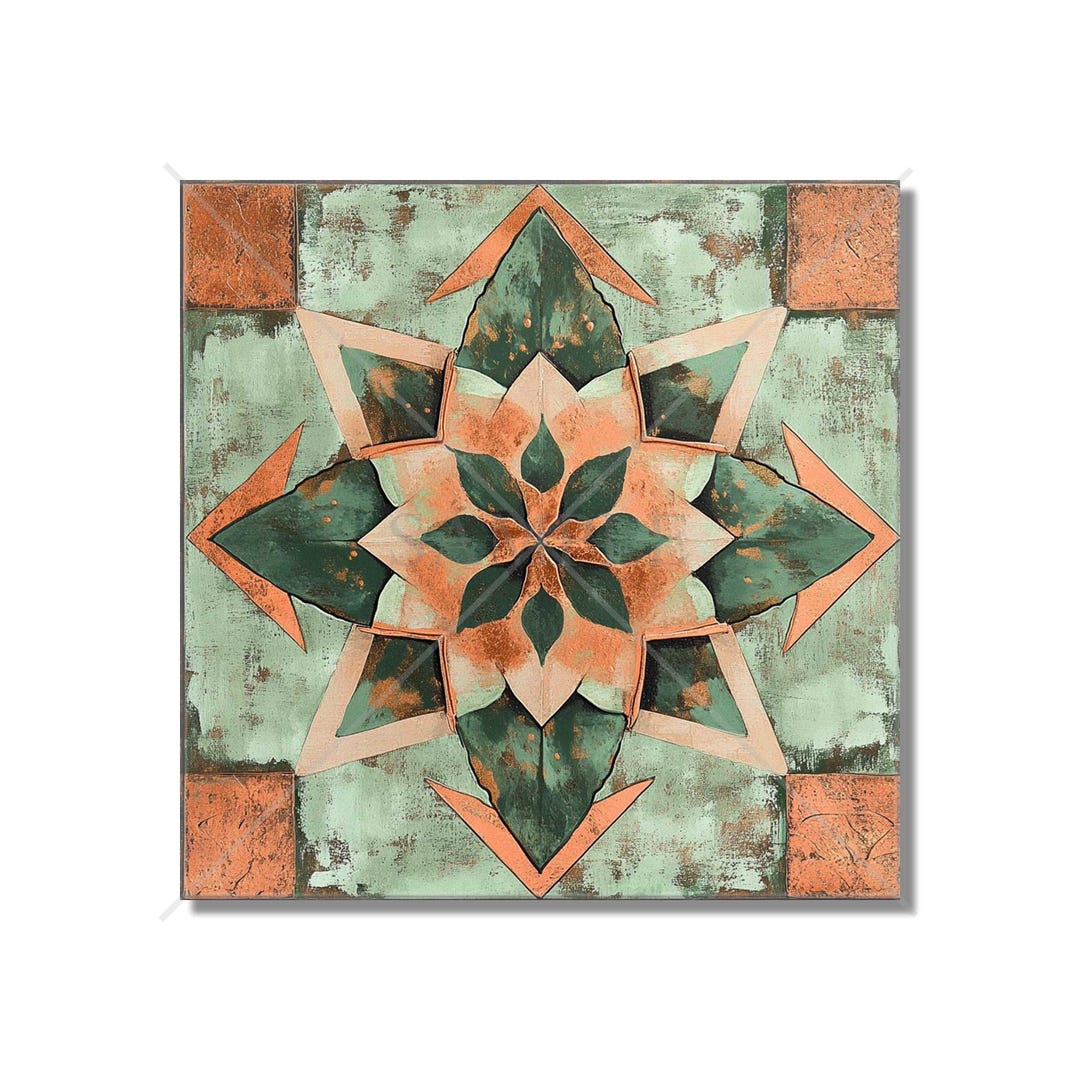 Green Copper Ceramic Tile - Vintage Aged Design Tile - Unique Green ...