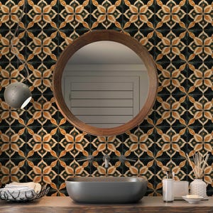 Ceramic Tile Dark Green and Copper Rust - Unique Kitchen Backsplash ...