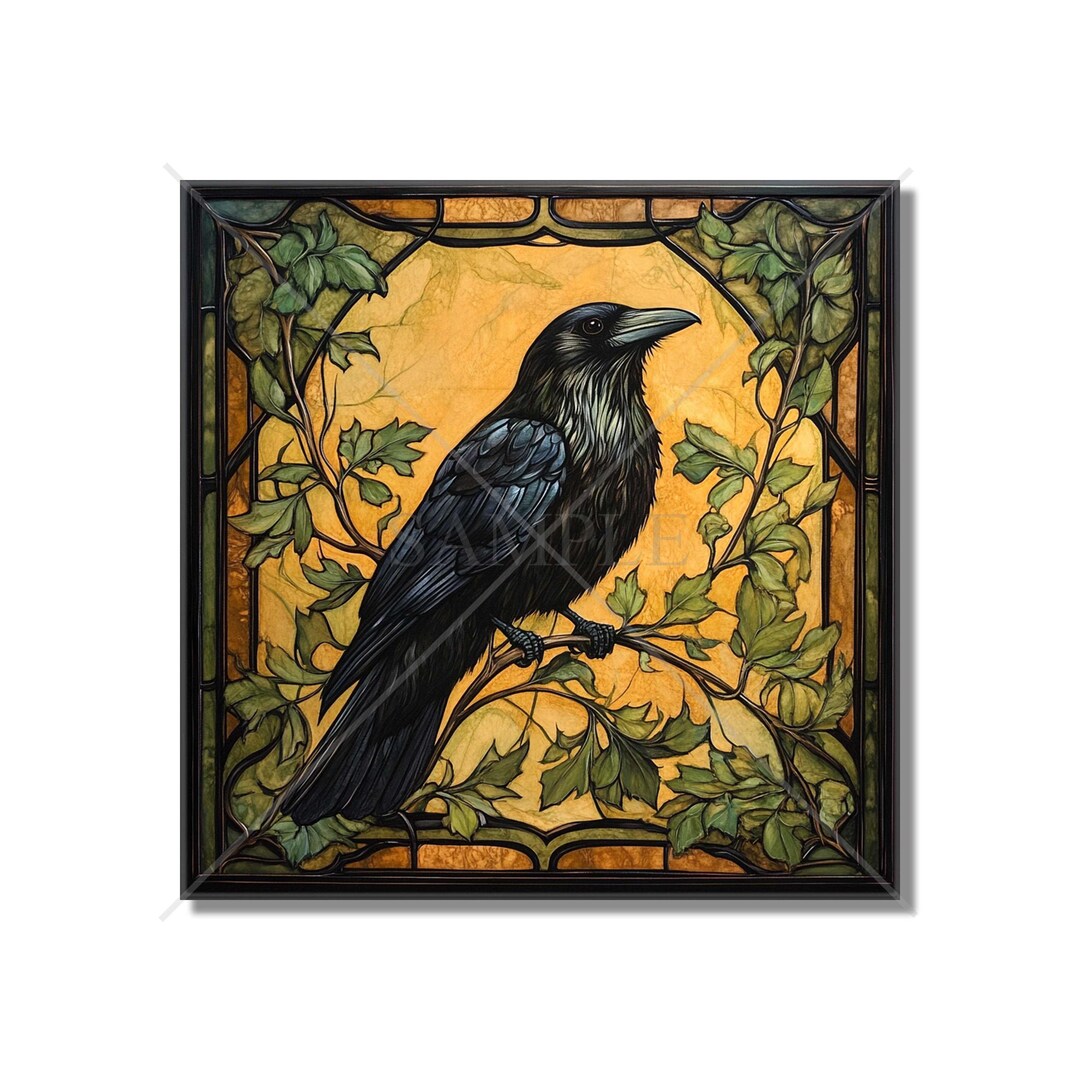 Raven Bird Ceramic Tile - Witchy Home Decor Raven Design Wall Tiles ...