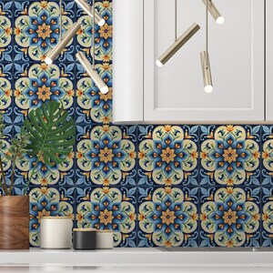 Multi Colored Italian Design Ceramic Tile Blue Yellow Kitchen Tile ...