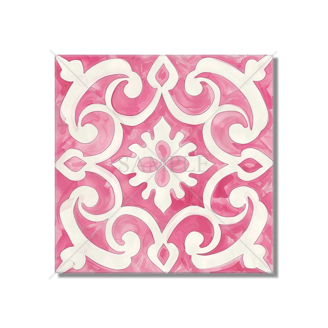 Pink and White Ceramic Tile - Pink Kitchen Backsplash Tile - Unique ...