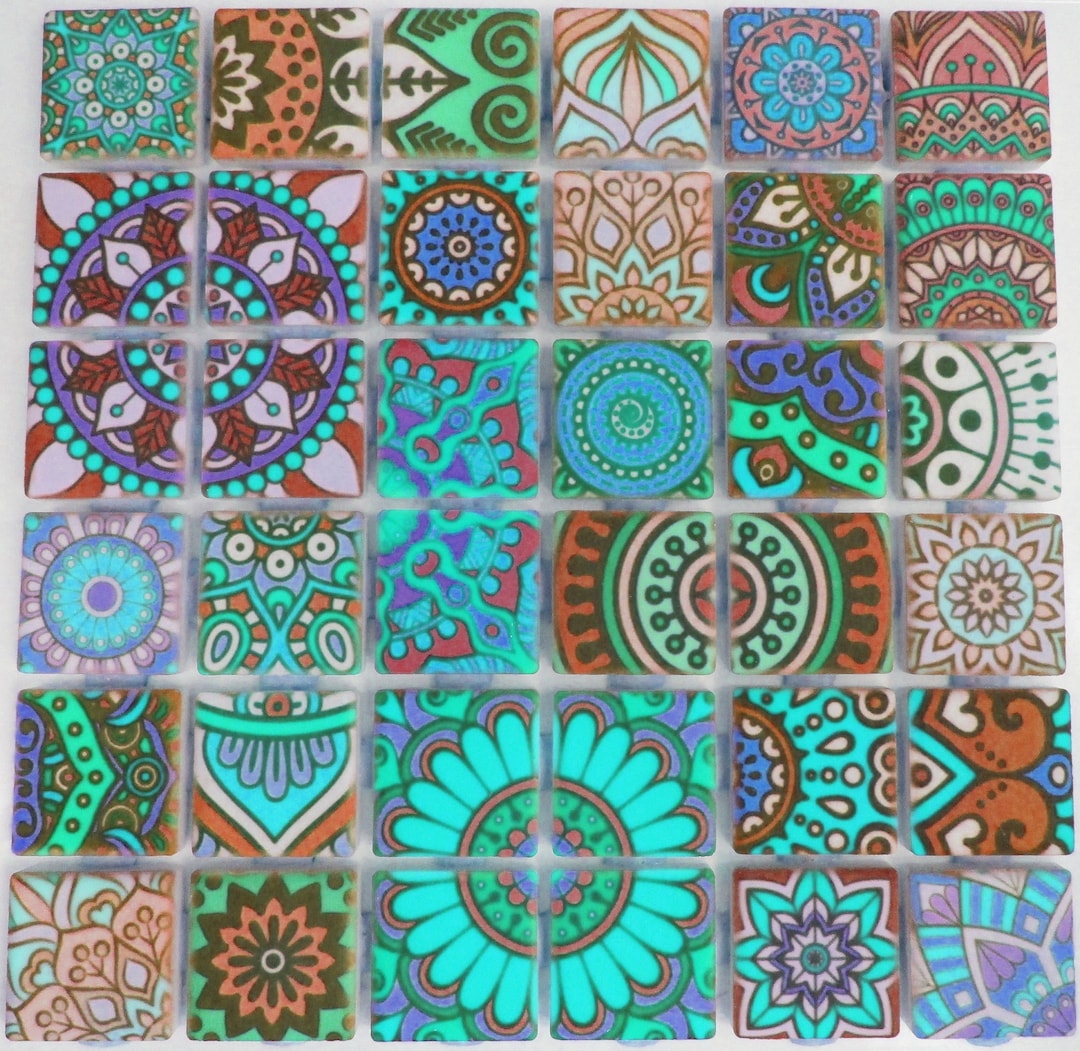 Ceramic Mosaic Tiles Multi Colored Medallions Moroccan Tile Backsplash ...