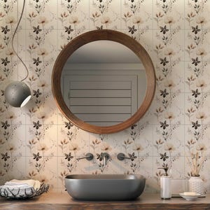 Botanical Floral Ceramic Tile - Botanical Kitchen Backsplash Tile ...