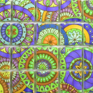 Ceramic Mosaic Tiles - Bright Colors Funky Medallions Mixed Mosaic Tile ...