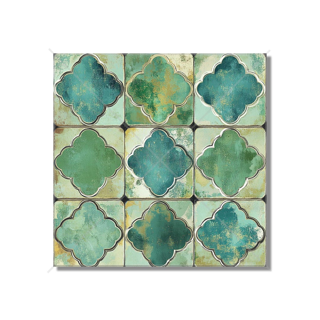 Blue Green Ceramic Tile Vintage Moroccan Tile Design Patterned Kitchen ...
