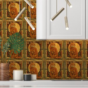 Orange Cat Ceramic Tile - Kitchen Backsplash and Bathroom Ceramic Tiles ...