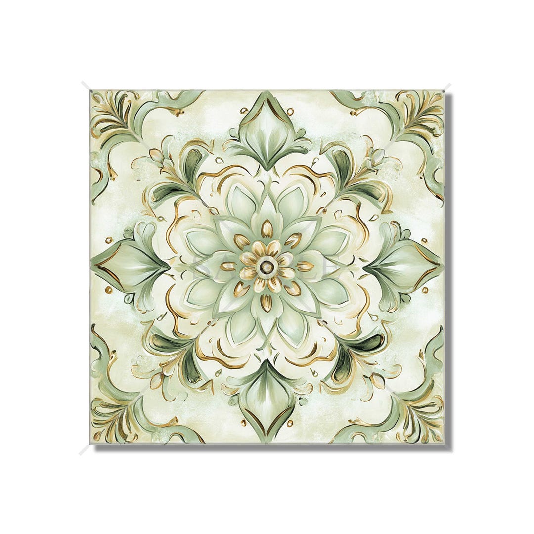 Light Green Ceramic Tile Vintage Design Tile - Light Green Kitchen ...