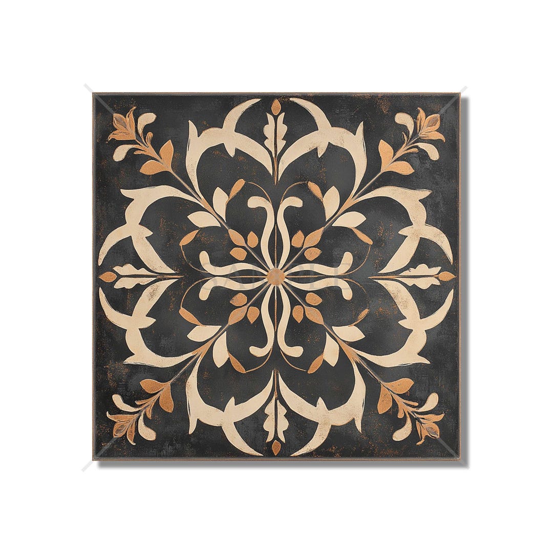 Aged Black & Rust Ceramic Tile - Vintage Patterned Kitchen Backsplash ...