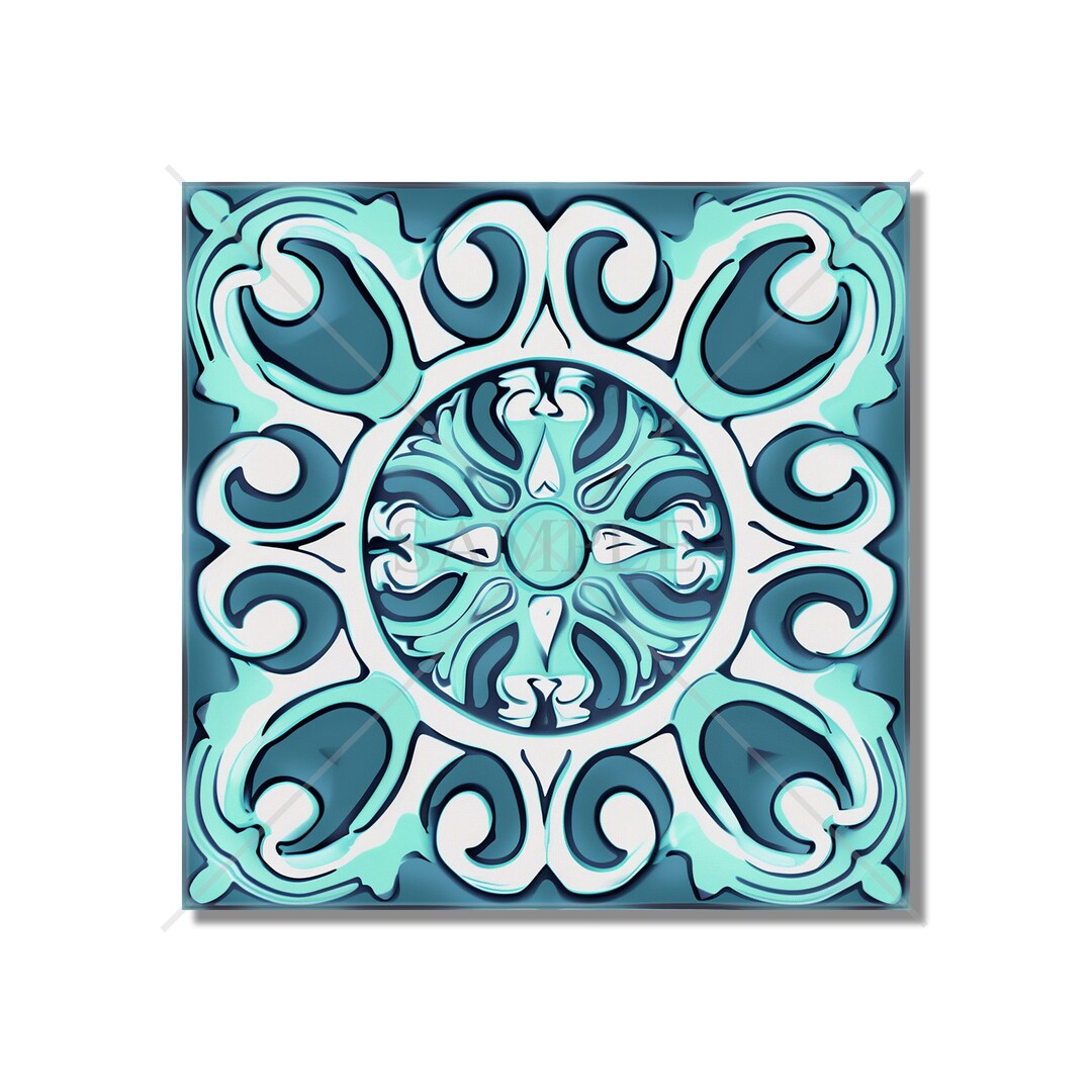 Turquoise Blue Teal Ceramic Tile - Vintage Moroccan Tile Design - Blue ...