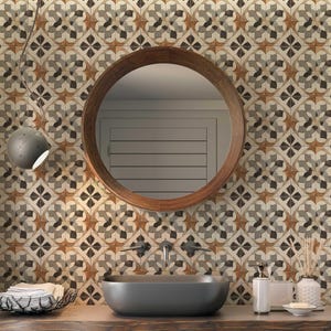 Vintage Neutral Tones Ceramic Tile Unique Patterned Kitchen Backsplash ...