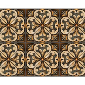 Antique Design Brown Ceramic Tiles - Brown Patterned Kitchen Backsplash ...