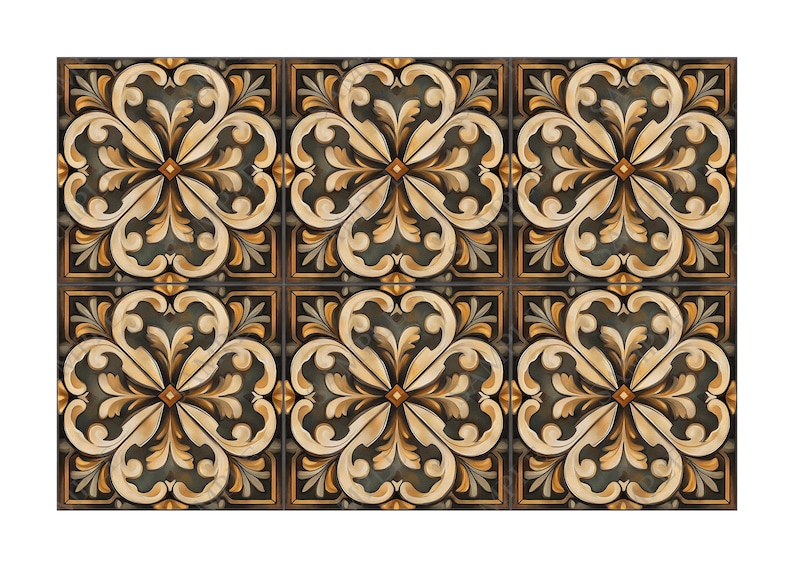 Antique Design Brown Ceramic Tiles - Brown Patterned Kitchen Backsplash ...