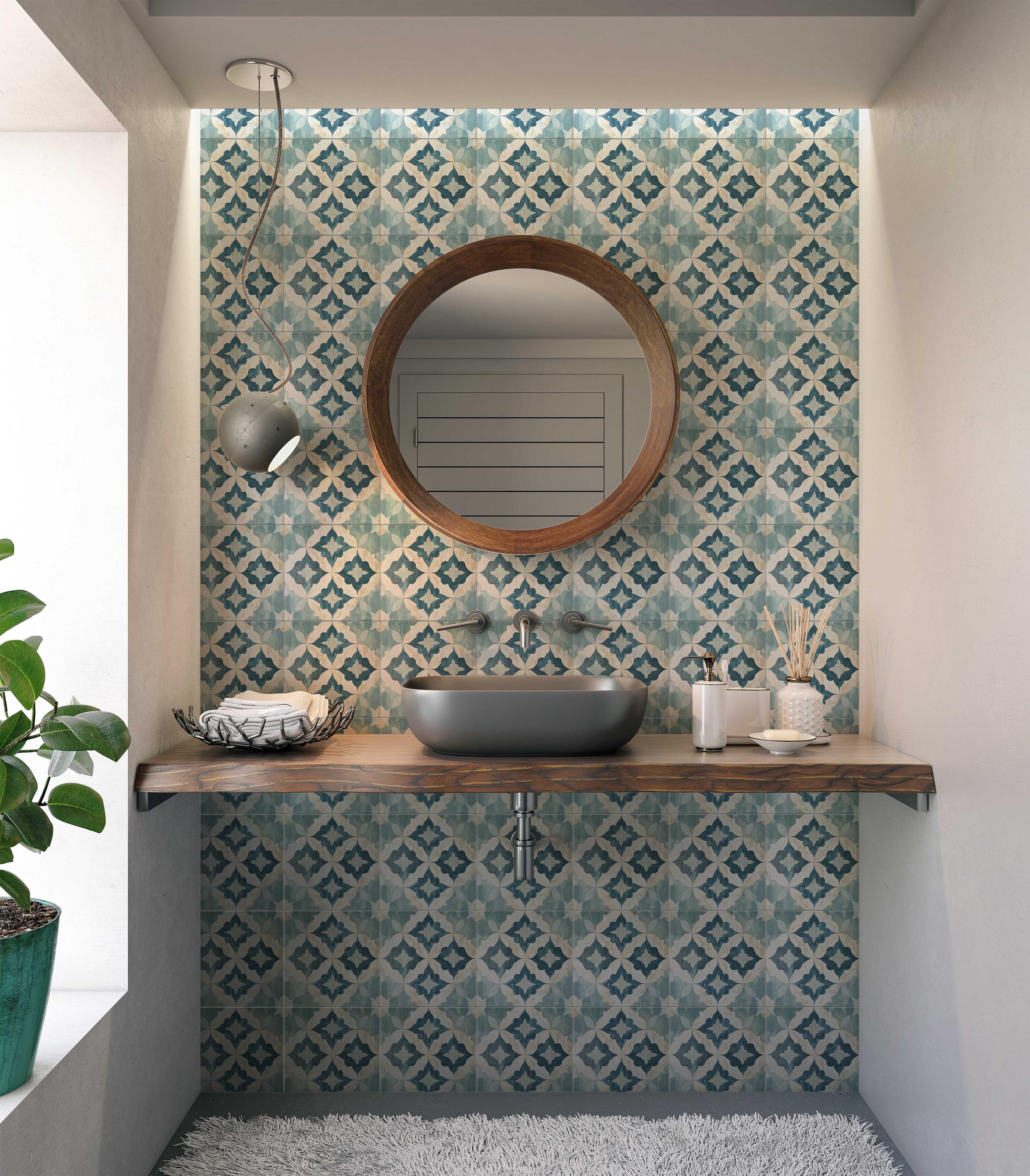 Aged Blue Ceramic Tile Vintage Aged Design Tile Unique Patterned ...
