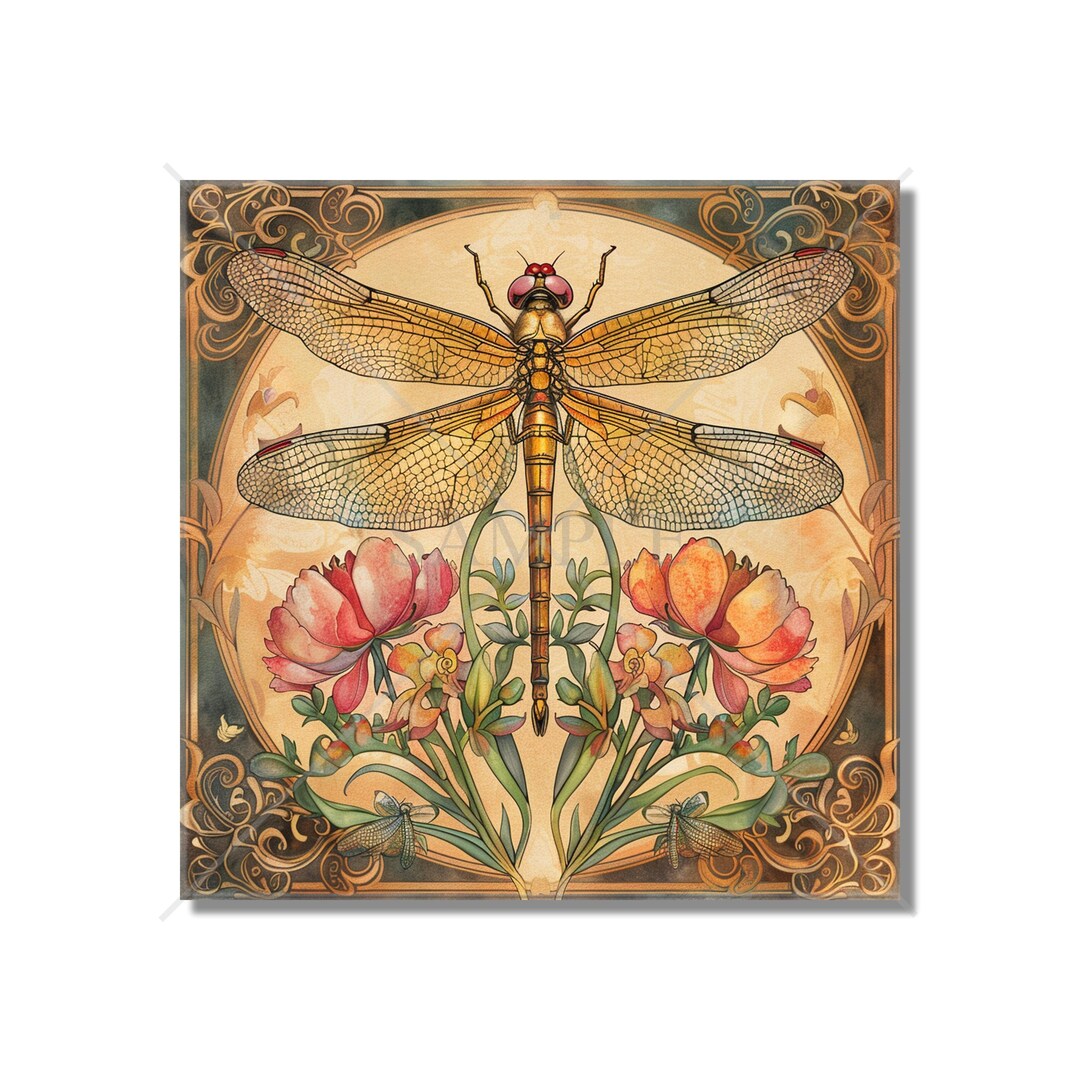 Vintage Dragonfly Design Ceramic Tile - Kitchen Backsplash Tile ...